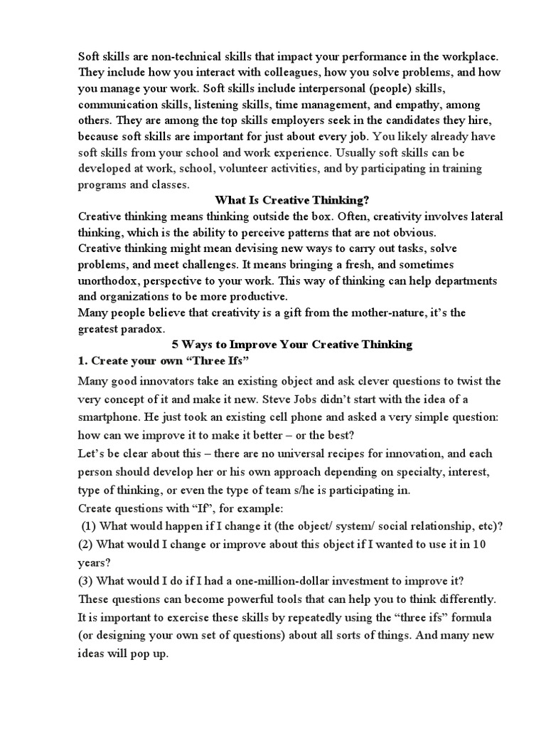 Creative Thinking | PDF | Creativity | Thought