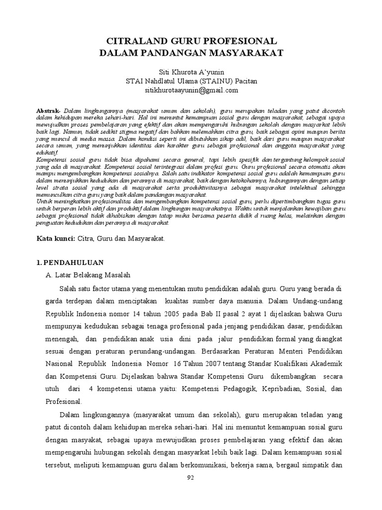 Citra Guru Profesional Dalam Pandangan Masyarakat | PDF | Karier & Perkembangan | Sains & Matematika