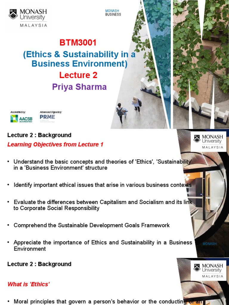 Background To Ethics and Sustainability and Business Environments | PDF ...