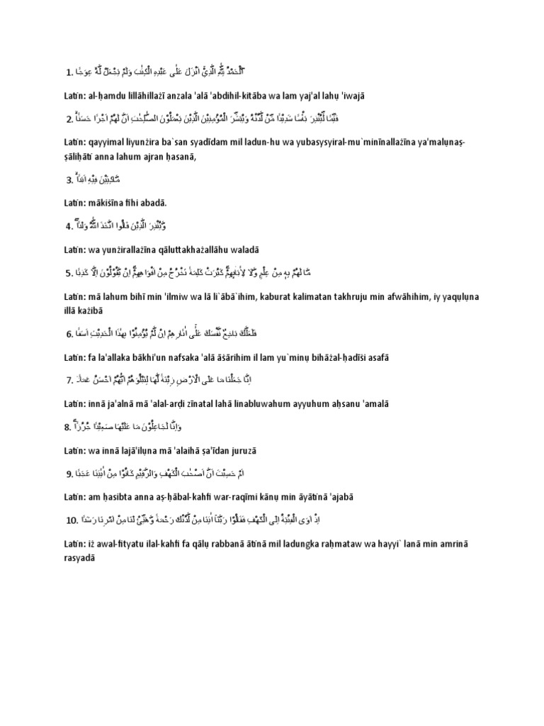 Al-Kahfi 1-10 (Latin Ver) | PDF