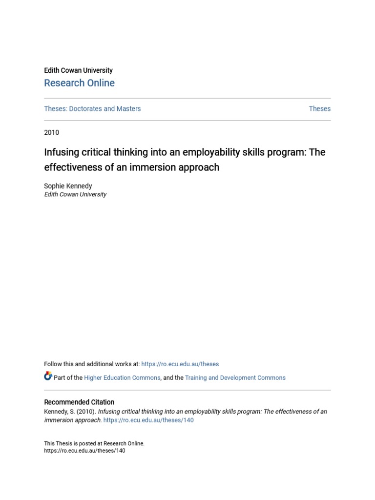 Infusing Critical Thinking Into An Employability Skills Program | PDF | Constructivism ...