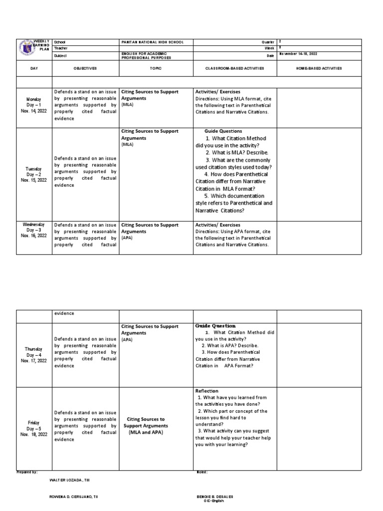 Week 3 DLL Eapp | PDF | Citation | Apa Style