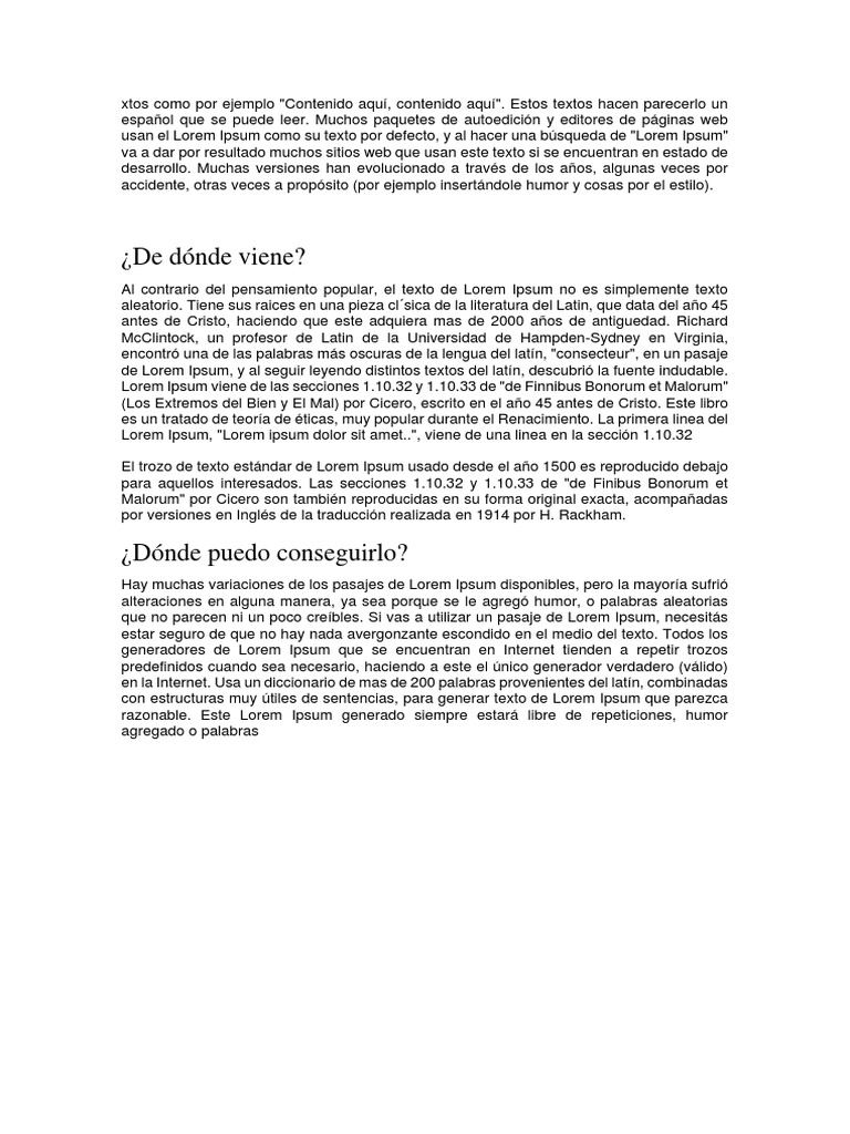 Orígenes y uso del texto Lorem Ipsum | PDF | latín | Humor