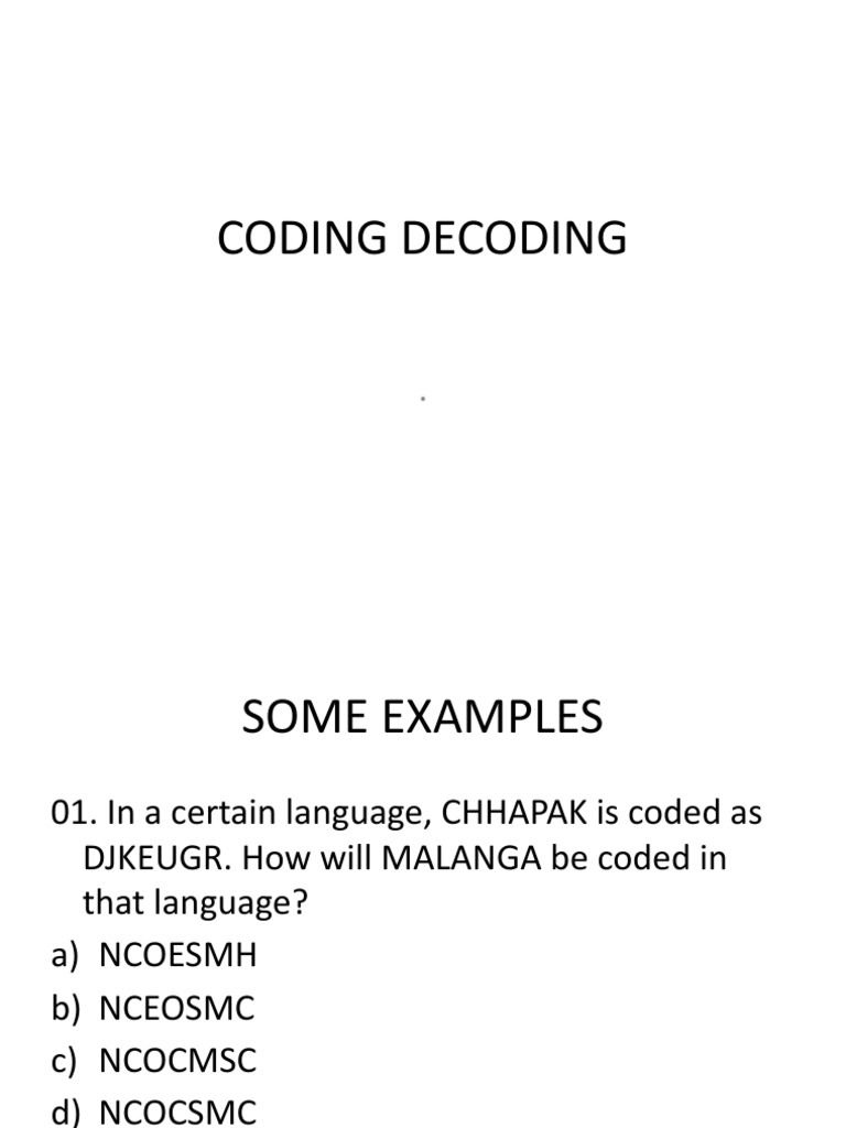 Coding - Decoding | PDF