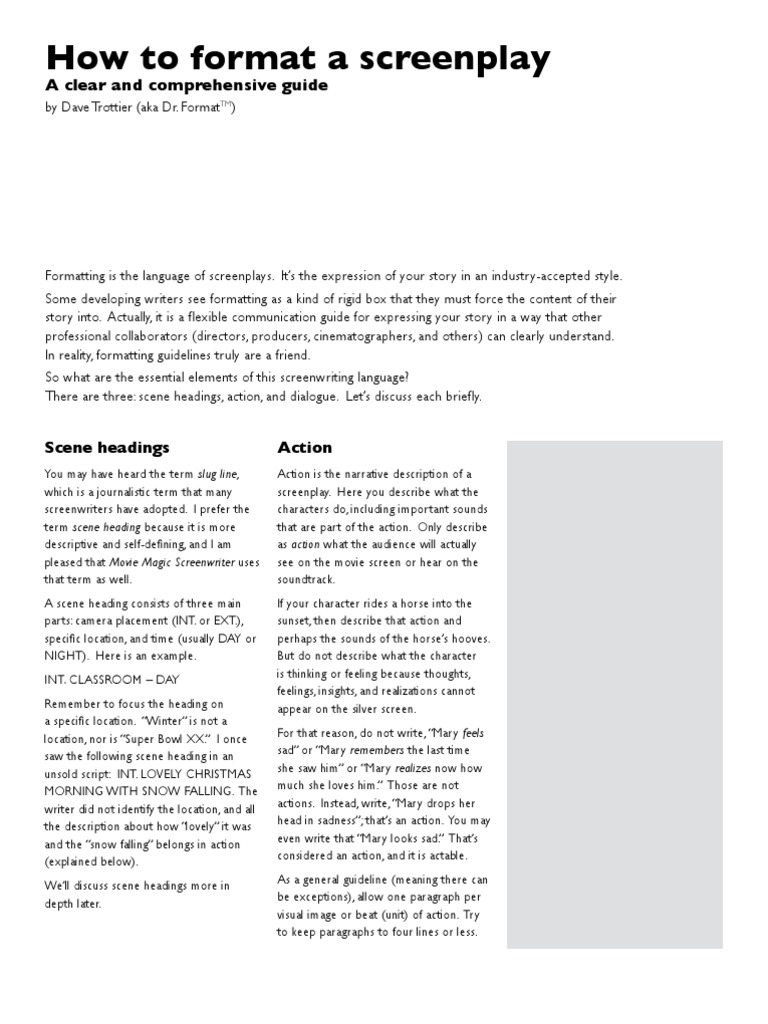 How To Format A Screenplay: A Clear and Comprehensive Guide | PDF ...