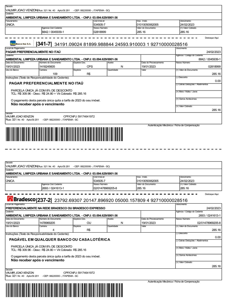 Boleto 19012023114628 | PDF | Bancos | Serviços financeiros