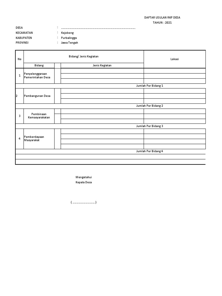 Form DU - RKPDesa | PDF