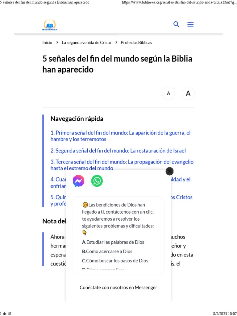 5 señales del fin del mundo según la Biblia han aparecido | PDF ...