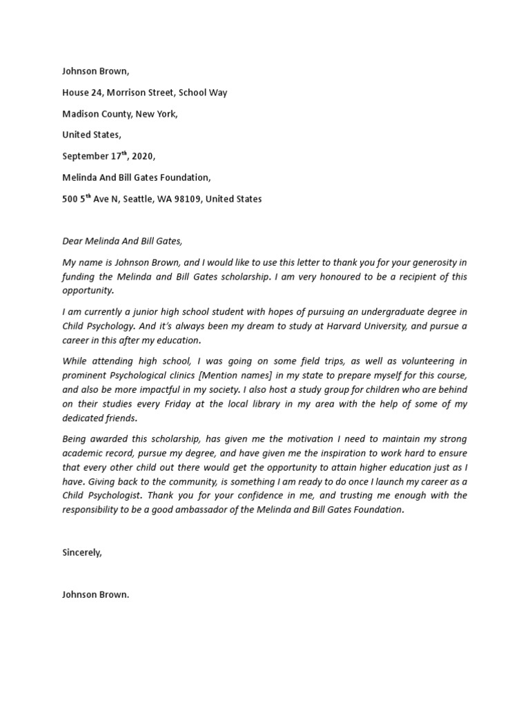 Scholarship Acceptance Letter Sample | PDF