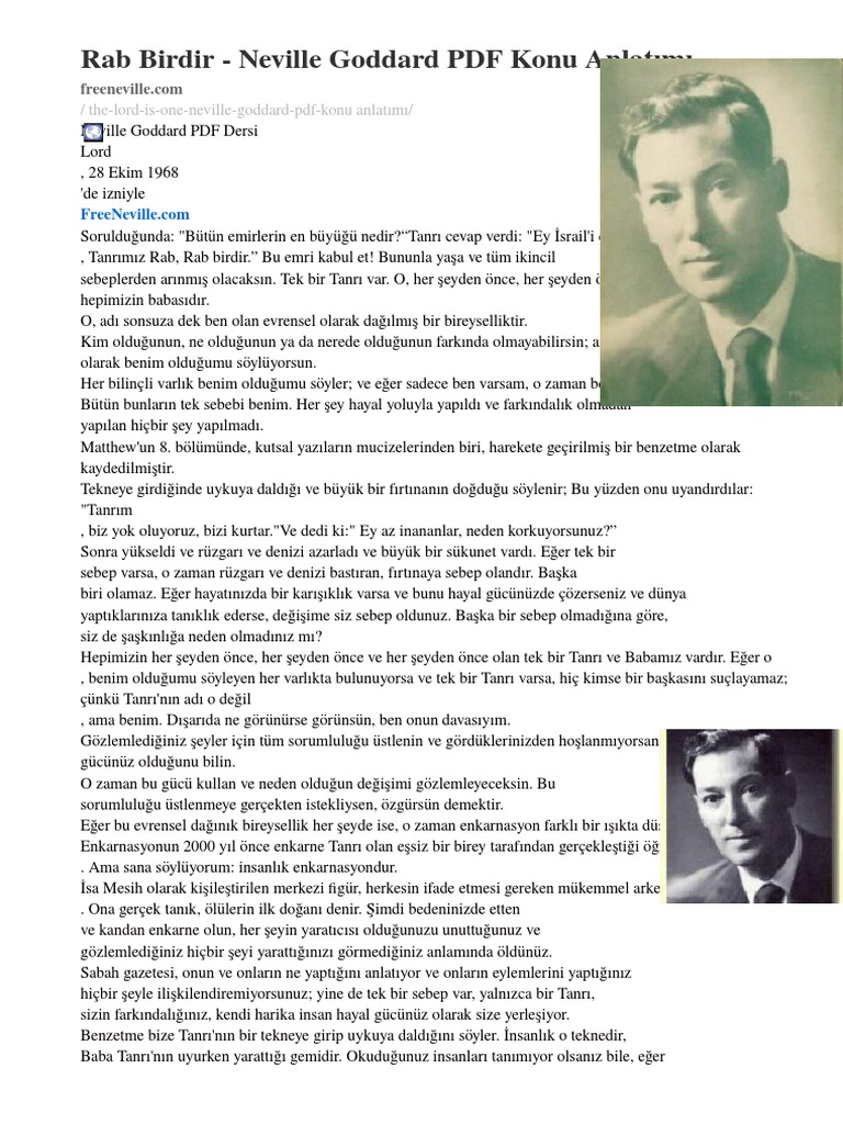 The Lord Is One Neville Goddard PDF Lecture | PDF