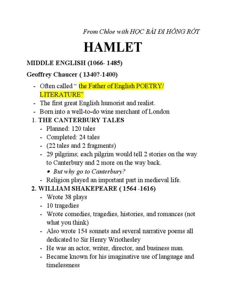 Summary - Hamlet | PDF | Hamlet | Shakespearean Tragedies