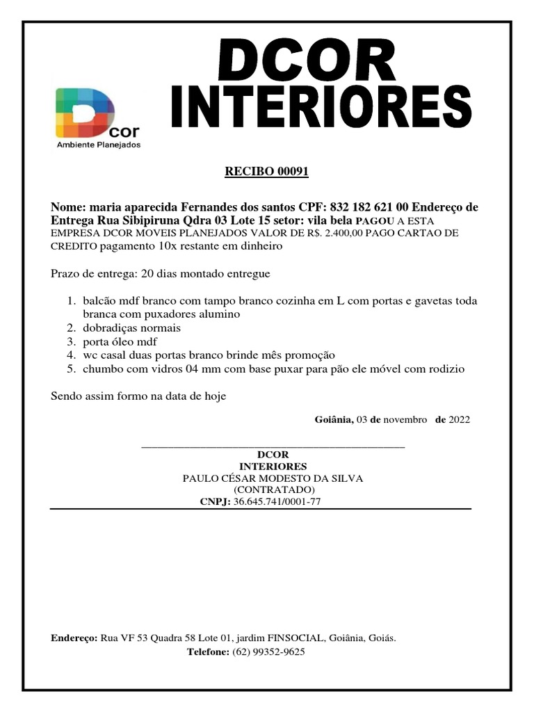 Contrato CIDA RECIBO 03 11 NOVO | PDF