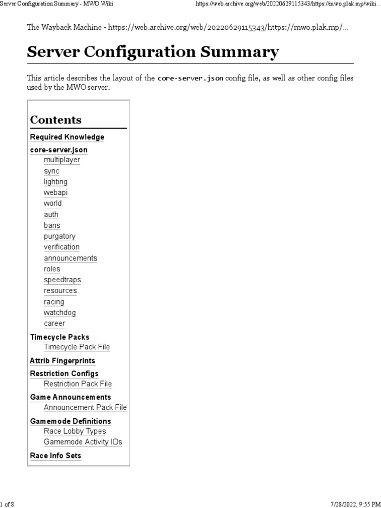 MWO Server Configuration Guide | PDF | Boolean Data Type | Json