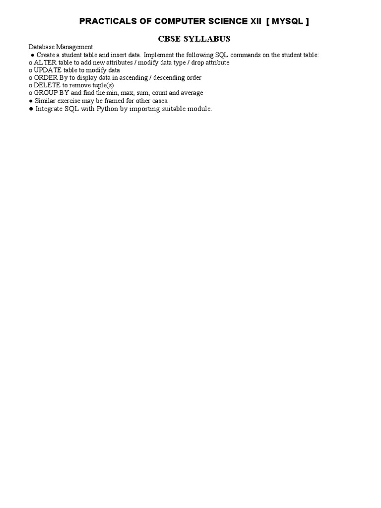Practical Cs Xii Mysql 2022 23 Final Pdf Computer Programming Computer Data