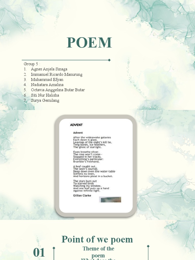 LM Bing Advent by Gillian Clarke | PDF | Poetry | Poetic Devices