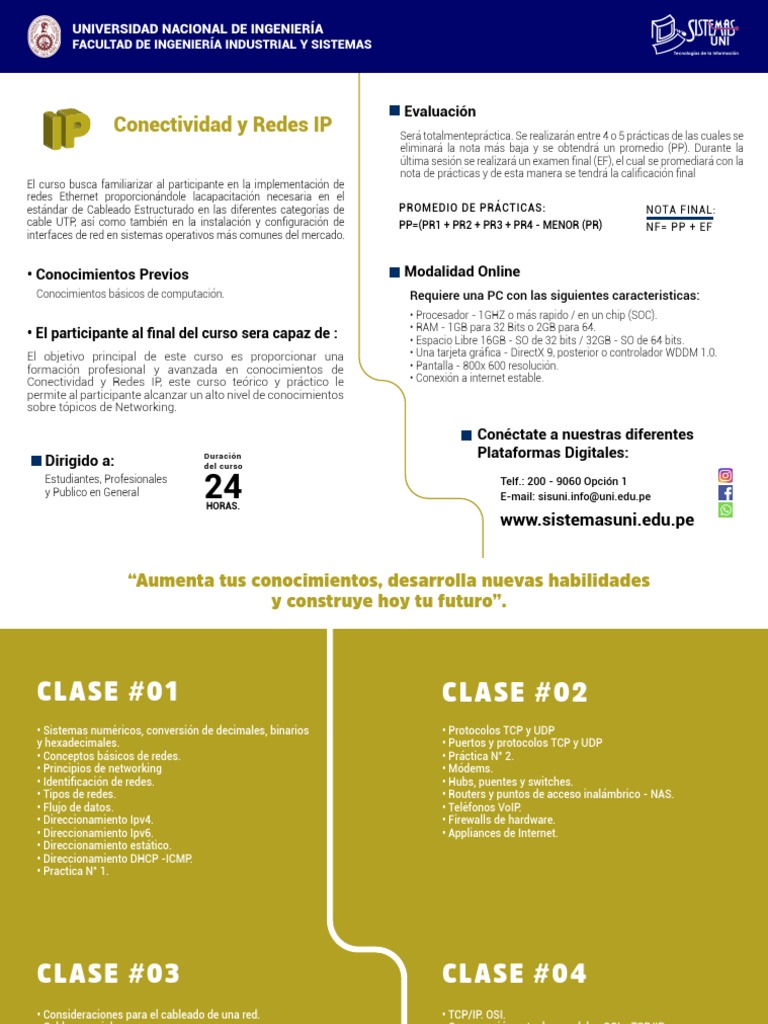 Conectividad y Redes Ip - Sistemasuni - UNI | PDF | Protocolos de internet | Modelo osi