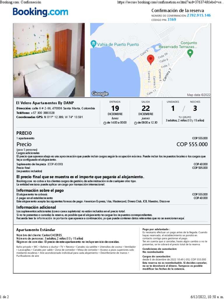 Confirmación Reserva | PDF | Booking.Com