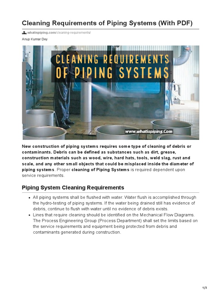 Chemical Cleaning of Piping Systems | PDF | Pipe (Fluid Conveyance) | Water