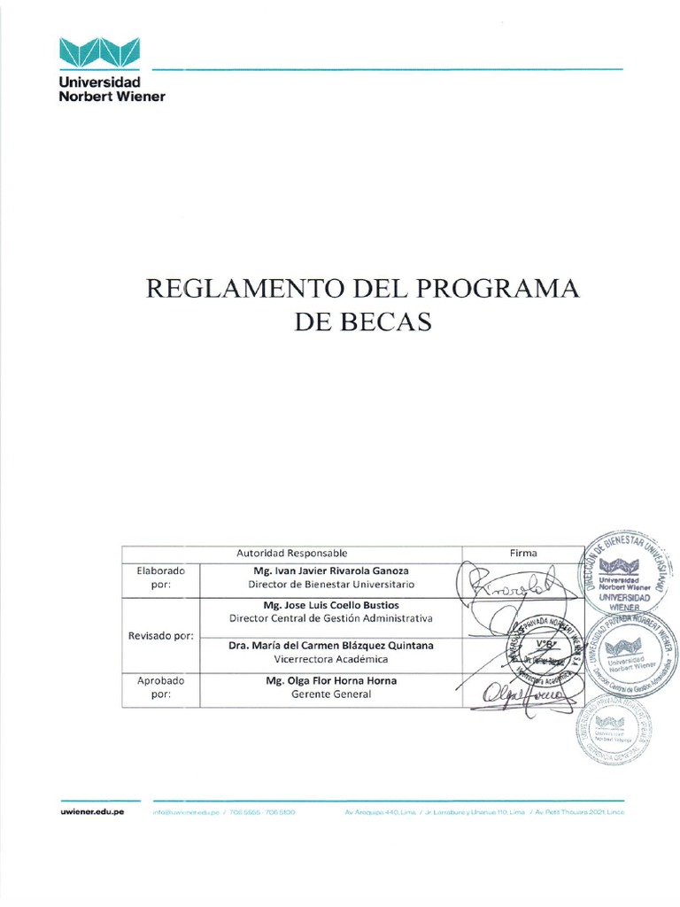 Reglamento Del Programa de Becas | PDF