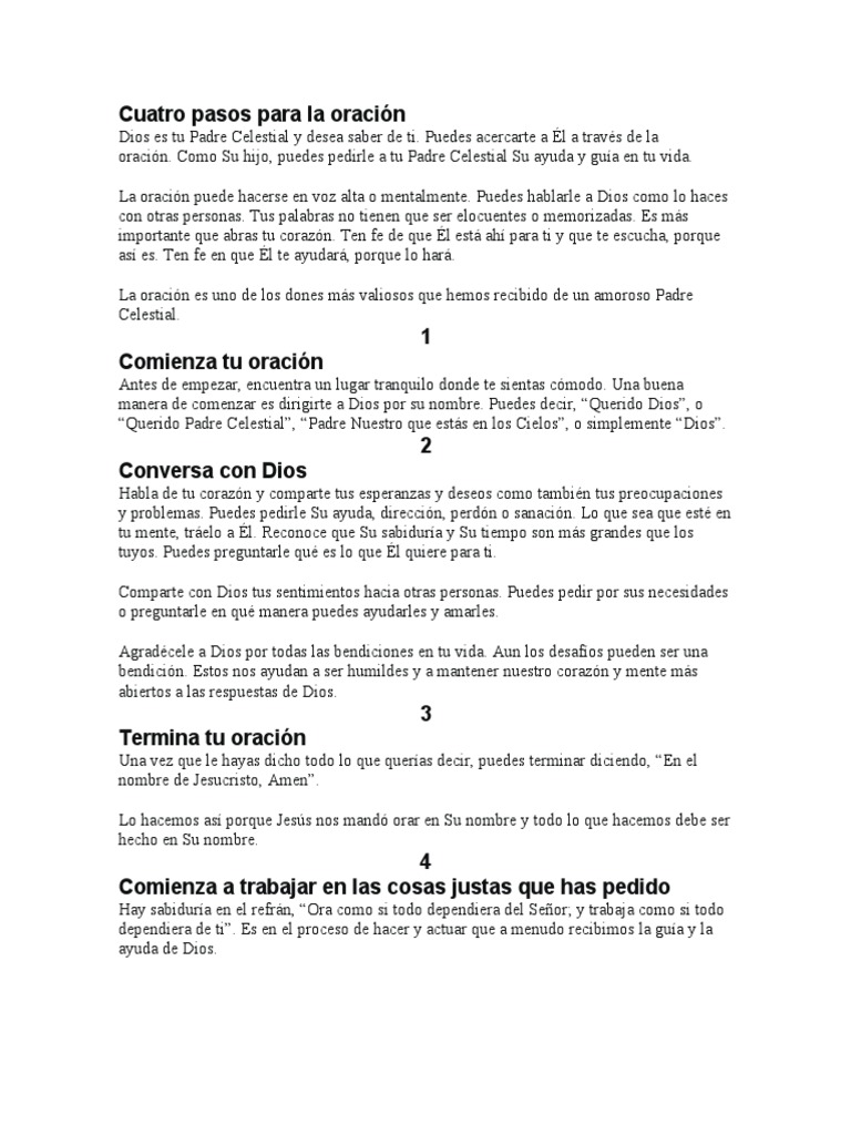 Cuatro Pasos para La Oración | PDF