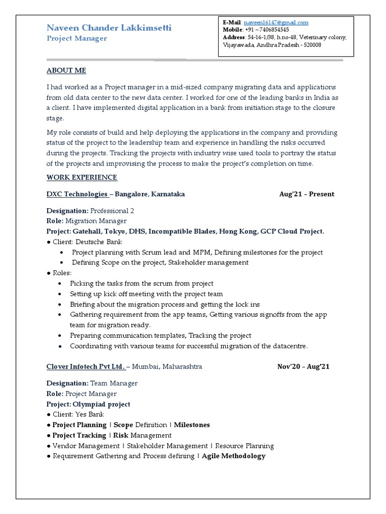 Naveen - Project Manager | PDF | Project Management | Agile Software Development