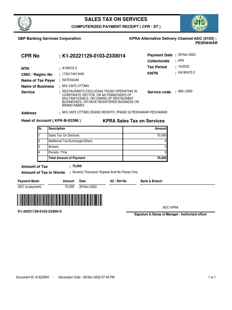 KPRA Sales Tax On Services | PDF | Payments | Service Industries