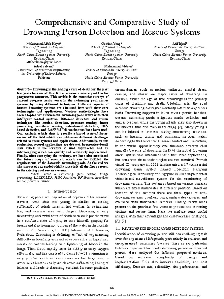 Comprehensive and Comparative Study of Drowning Person Detection and Rescue Systems | PDF ...