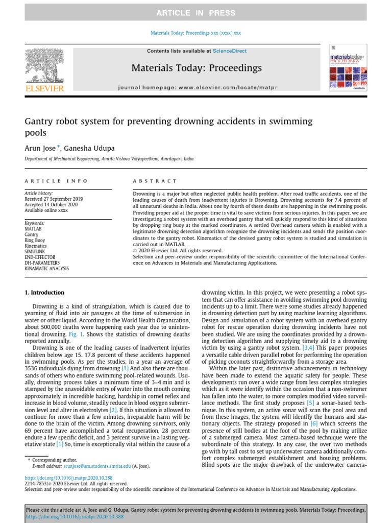 Gantry Robot for Drowning Prevention | PDF | Force | Kinematics