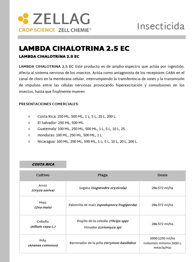 51 FTC Lambda Cihalotrina 2.5 Ec CR SV GT HN Ni | PDF | Cultivos | Agricultura