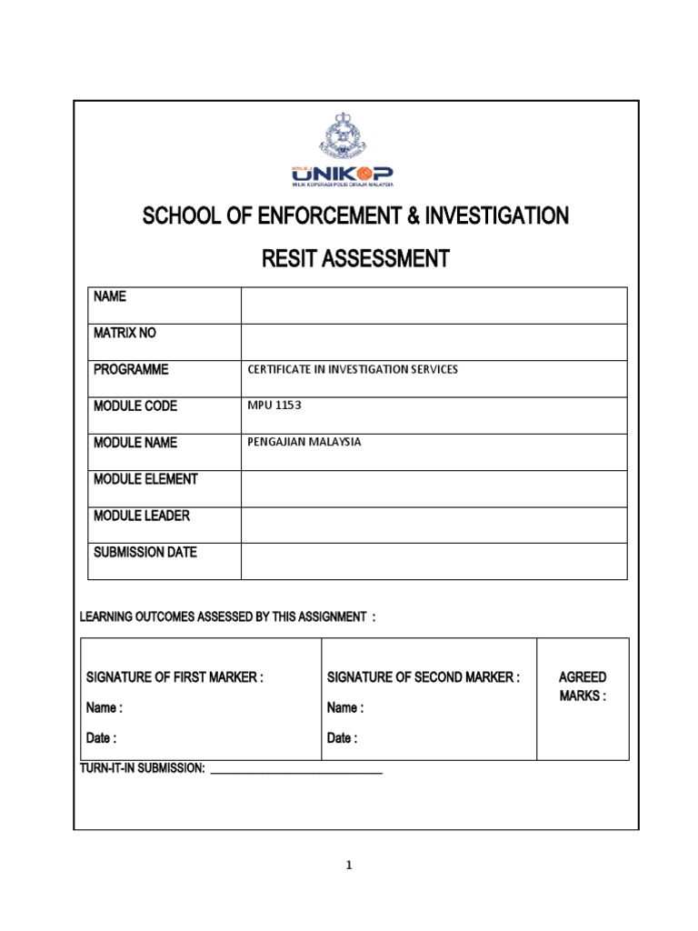 Resit Assessment Mpu 1153 | PDF