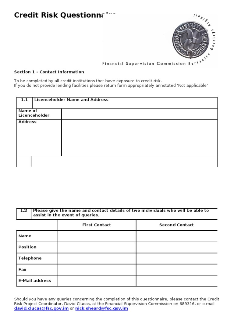 Credit Risk Questionnaire 586 | PDF | Credit (Finance) | Loans