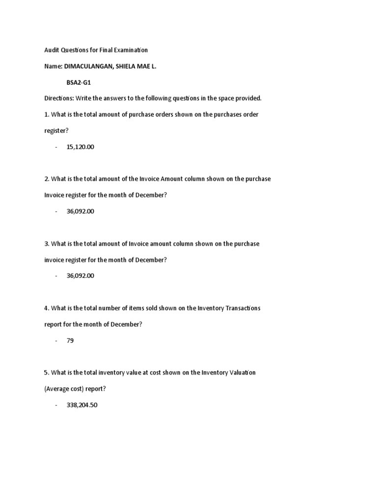 Audit Qs Exam | PDF | Debits And Credits | Revenue