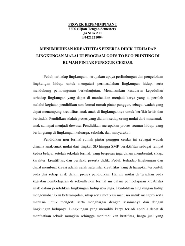 UTS Proyek Kepemimpinan - TOPIK 2 - JANUARTI - F4421221004 | PDF