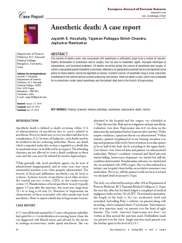 Anesthetic Death: A Case Report | PDF | Anesthesia | Shock (Circulatory)