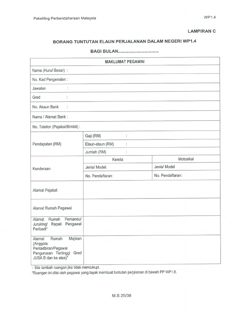 Borang Perjalanan Tuntutan Rasmi | PDF