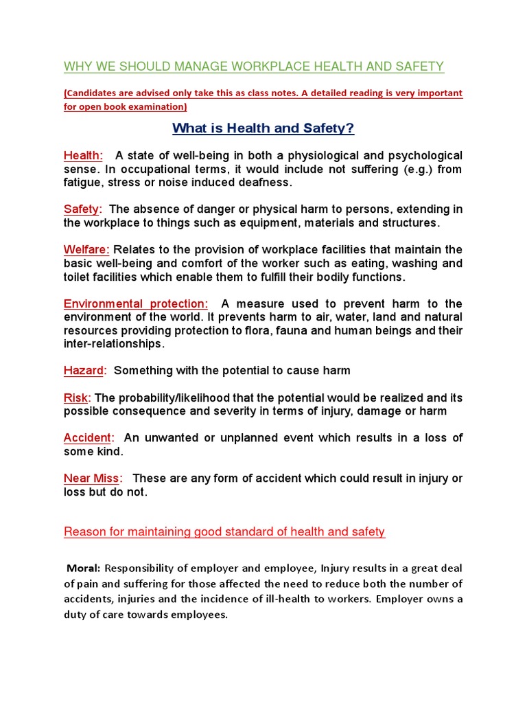 Why We Should Manage Workplace Health and Safety | PDF | Occupational Safety And Health ...