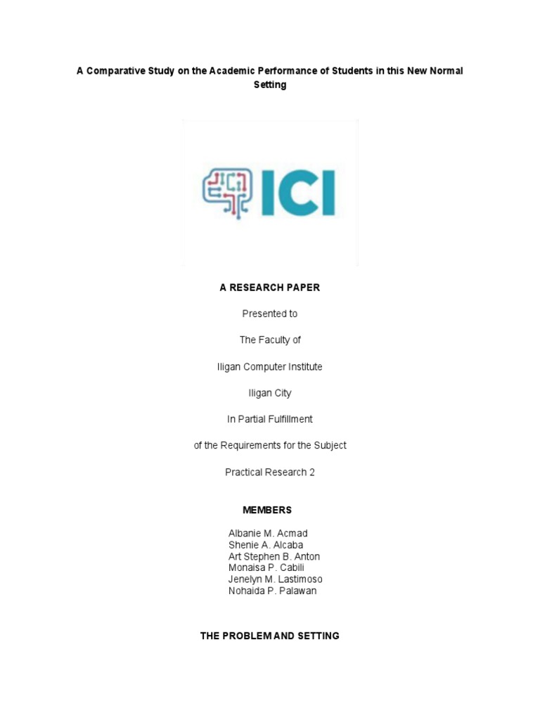 A Comparative Study On The Academic Performance of Students in This New Normal Setting | PDF ...