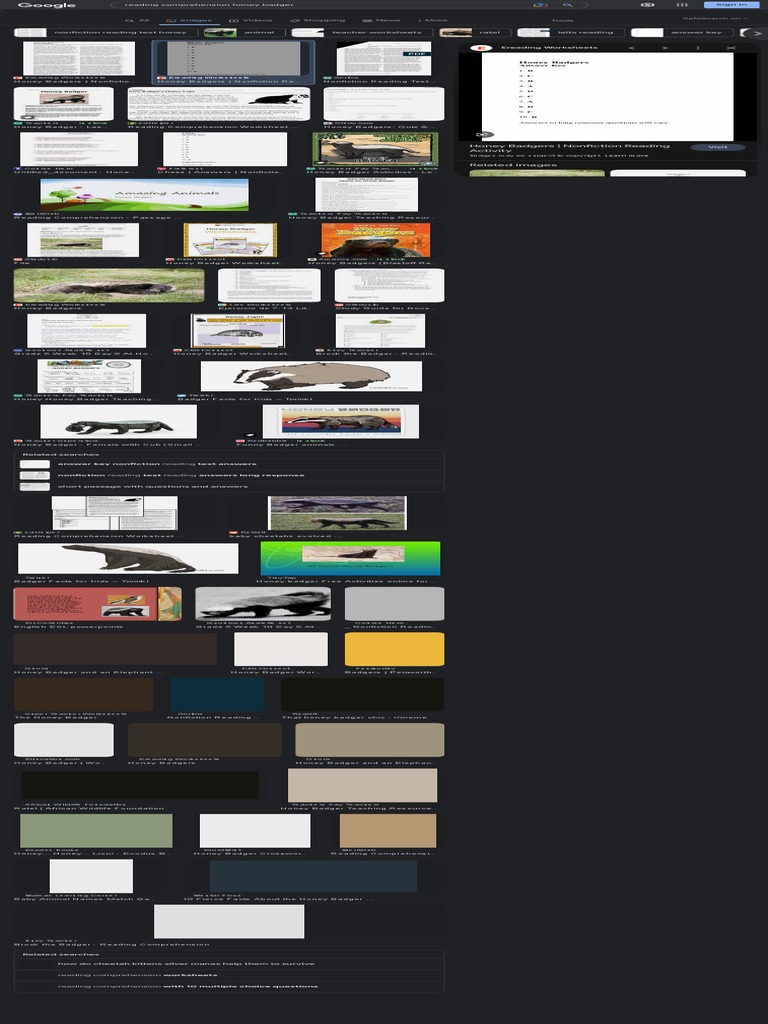 Reading Comprehension Honey Badger - Google Search | PDF