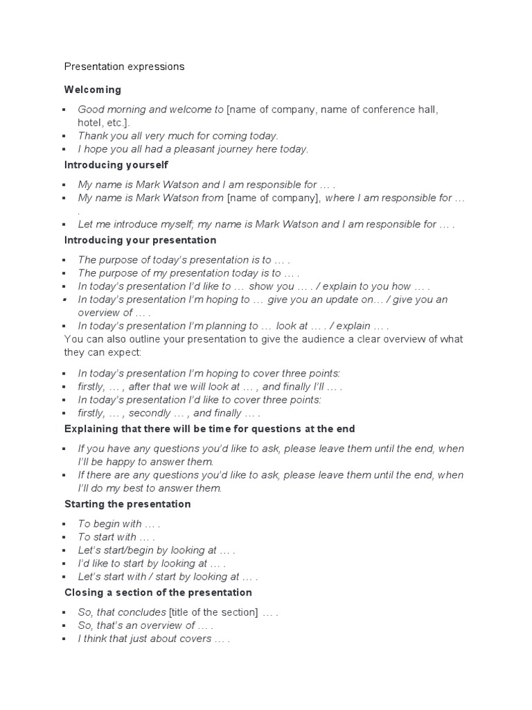 Presentation Expressions | PDF