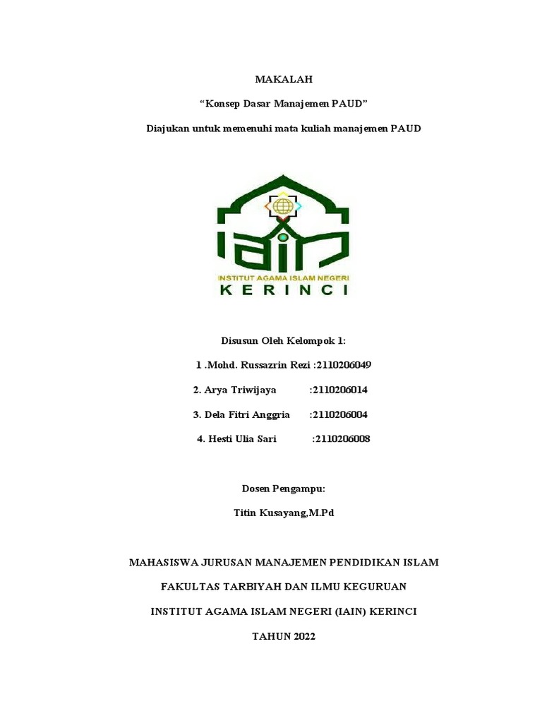 M MJN Paud K 1 | PDF