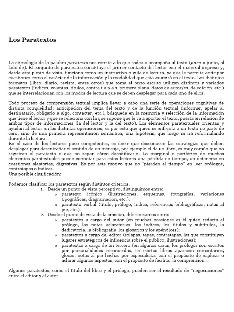 Los Paratextos | PDF | Ciencia cognitiva