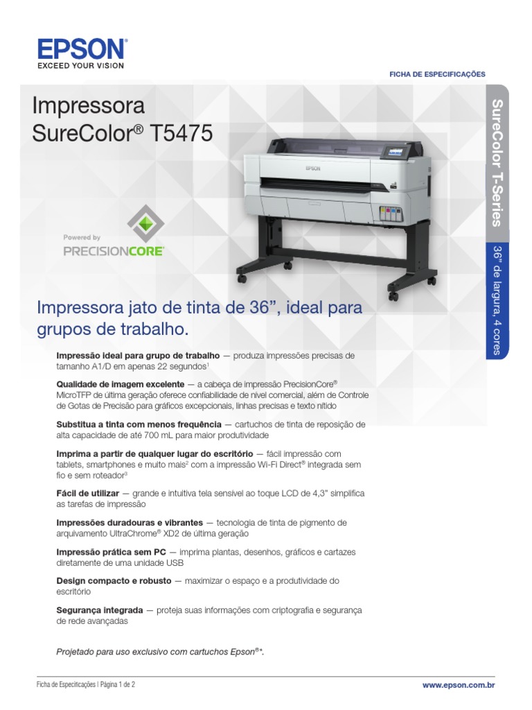 Catalogo - SureColor T5475 Baixa - Port PDF | PDF | Impressora ...