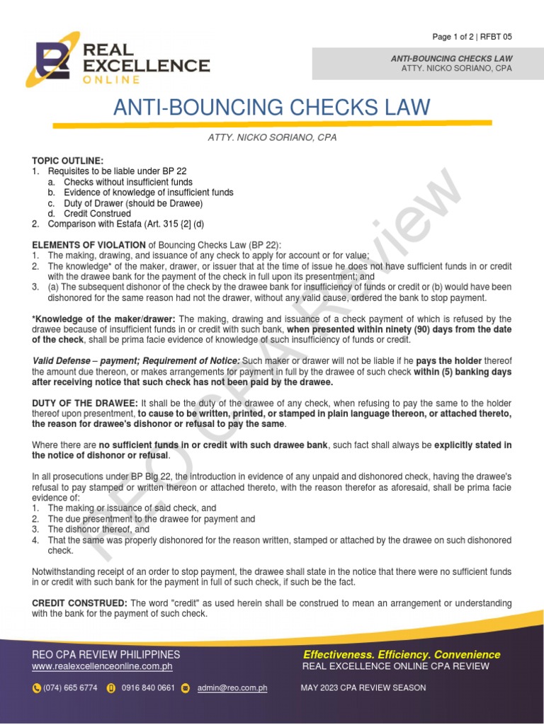 05 - Anti-Bouncing Checks Law | PDF | Public Law | Common Law