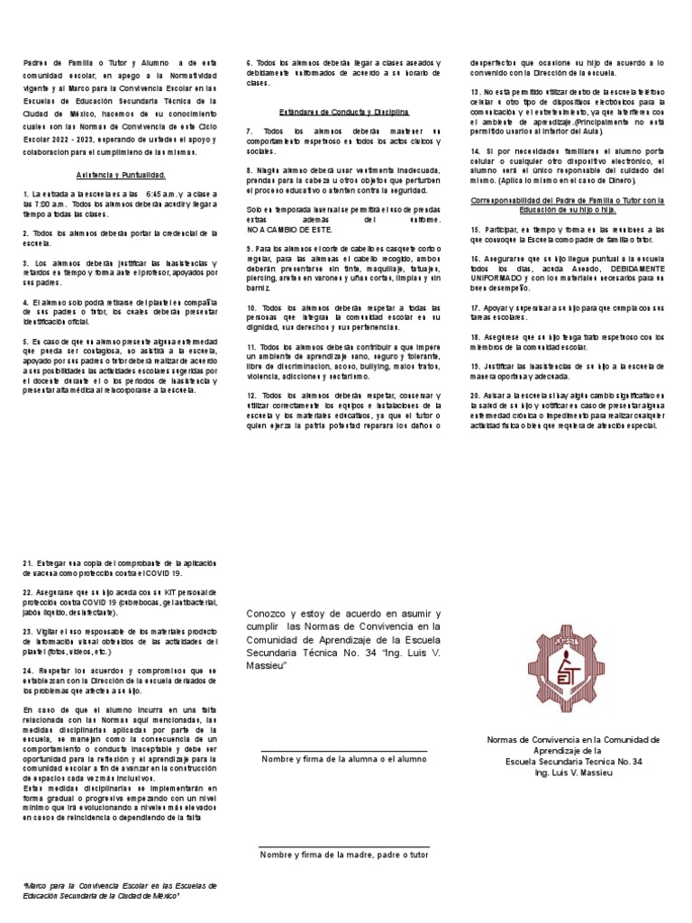 Triptico Marco para La Convivencia | PDF