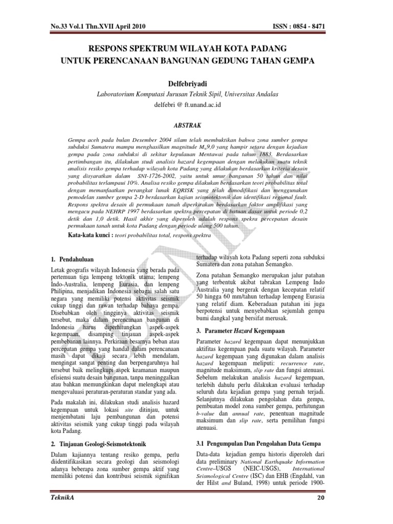 Respons Spektrum Gempa Padang | PDF