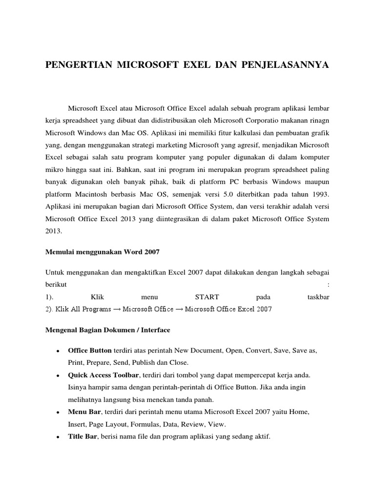 Adoc - Pub Pengertian Microsoft Exel Dan Penjelasannya | PDF