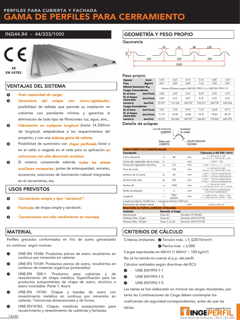 Ficha Tecnica Cubierta | PDF | Revestimiento | Acero