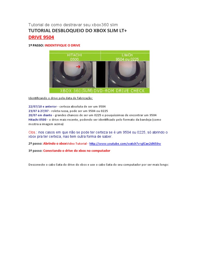 Tutorial de Desbloqueio Xbox 360 Slim | PDF | Xbox | Xbox 360
