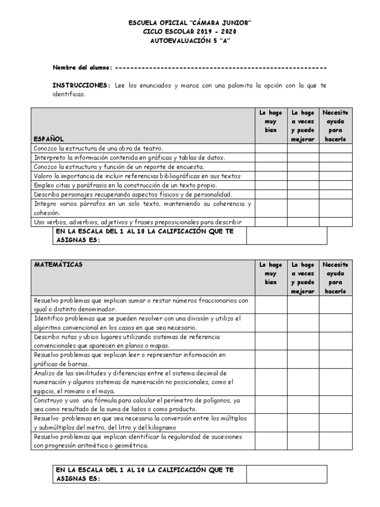 AUTOEVALUACIÓN | PDF | Crecimiento personal y profesional