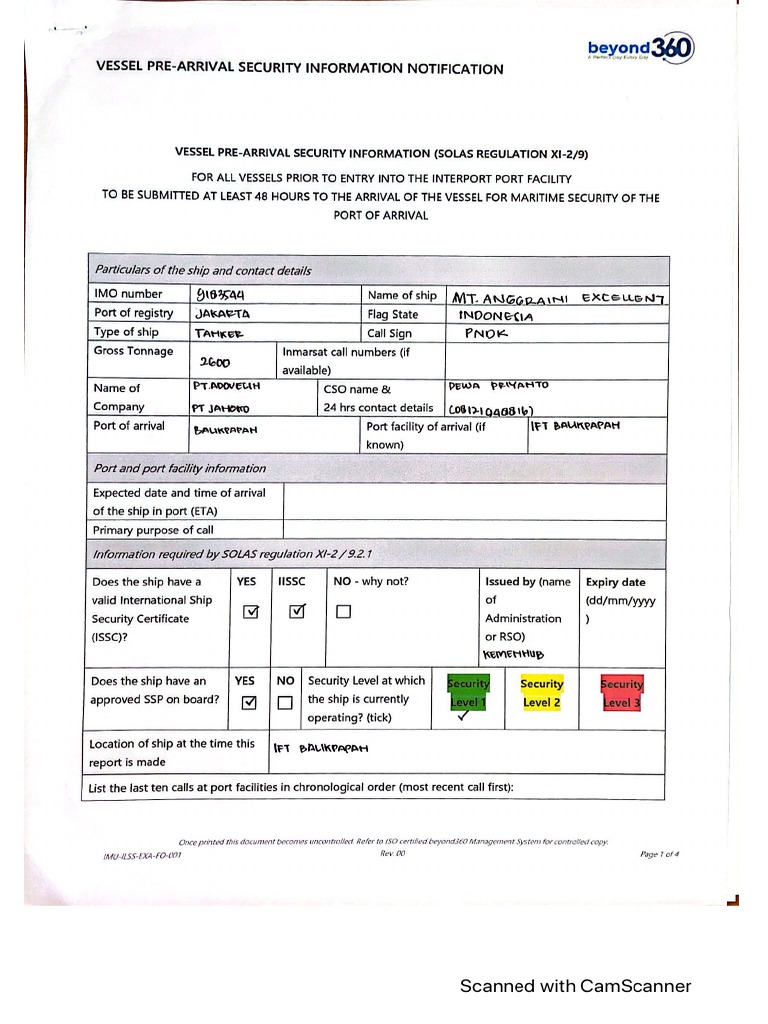 Vessel Pre Arrival 20221112 | PDF